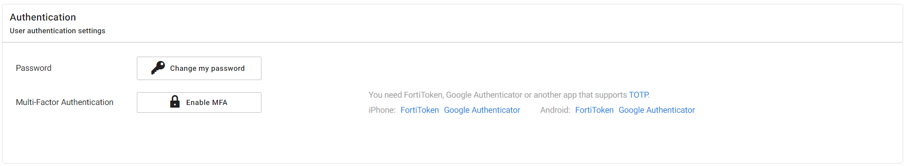 Enable multi-factor authentication | FortiNDR Cloud 25.1.0 | Fortinet Document Library